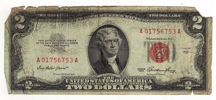 1953 $2 Red Seal Note