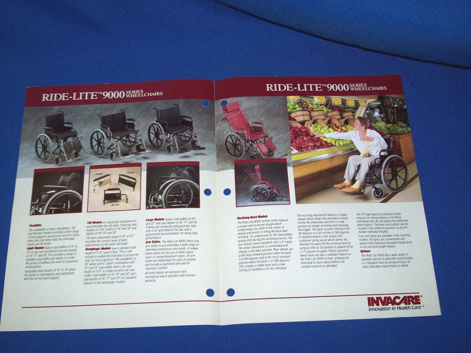 Vintage Wheelchair Brochure & Specs Sheet- Invacare Ride-Lite 9000 ...