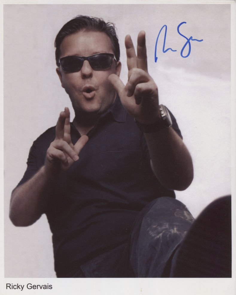 Ricky Gervais SIGNED Photo + Certificate Of Authentication 100% Genuine