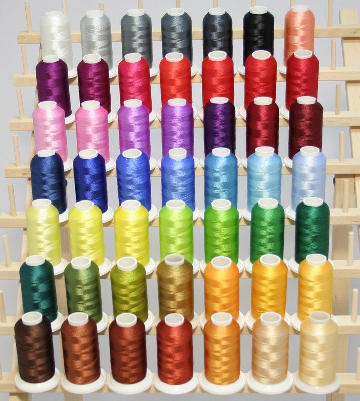LARGE 50 CONES MACHINE EMBROIDERY THREAD +RACK + PREWOUND BOBBIN KIT ...