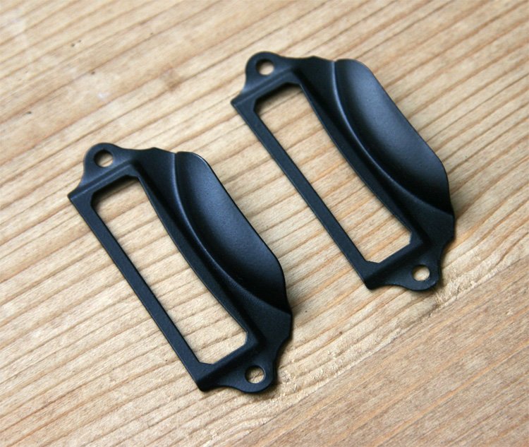 Category label holder/drawer pulls (narrow style, Black) set of 2