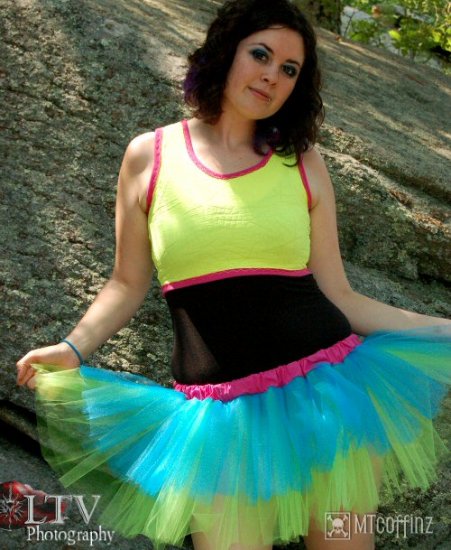 Neon Green Blue Decora Faerie Tulle Adult Tutu Kawaii Large