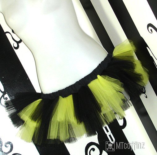 Lemon Yellow Black Striped Cyber Goth TuTu Micro Small