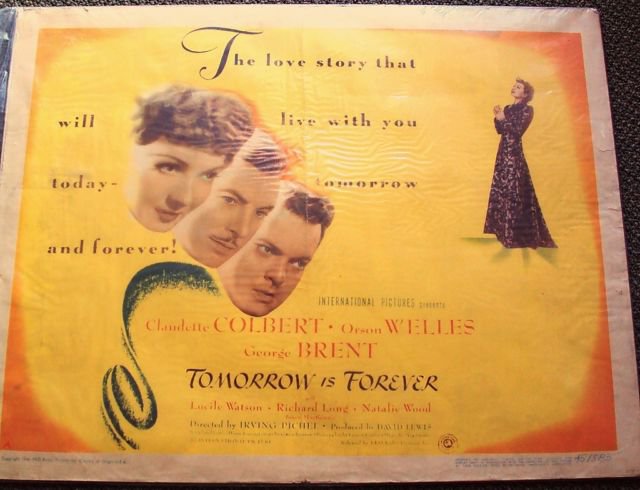 TOMORROW IS FOREVER Poster CLAUDETTE COLBERT Film Noir Orson Welles ...