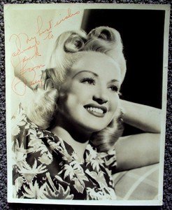 BETTY GRABLE Original SIGNED in Person AUTOGRAPH PHOTO for Warner Employee