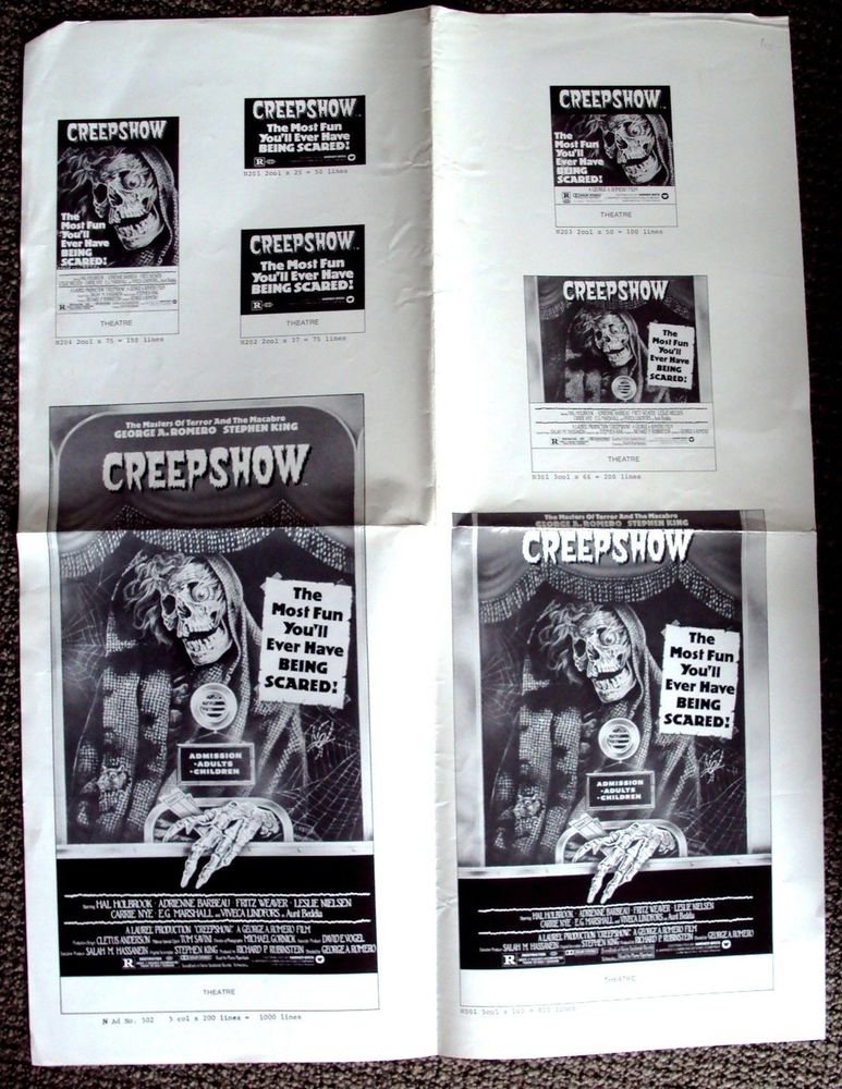 CREEPSHOW Original Newspaper Photo LAYOUT Ad Press SLICKS Stephen King ...