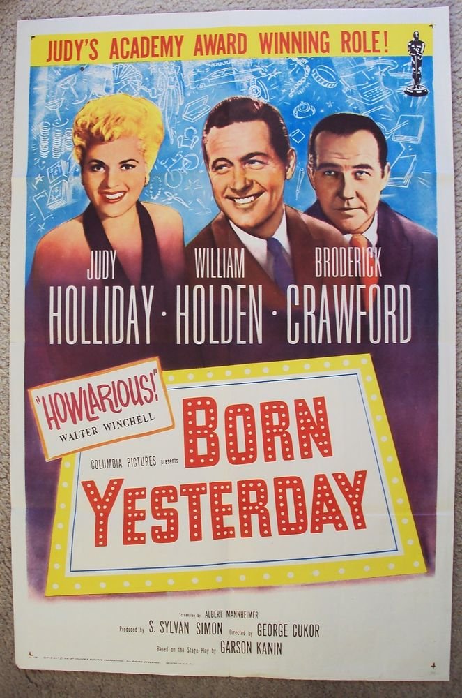 BORN YESTERDAY Original 1-Sheet JUDY HOLLIDAY Movie POSTER William ...