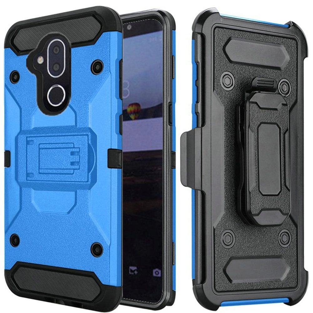 Alcatel 7 (2018) Phone Case Robust Rugged Holster Clip Case - Dark Blue