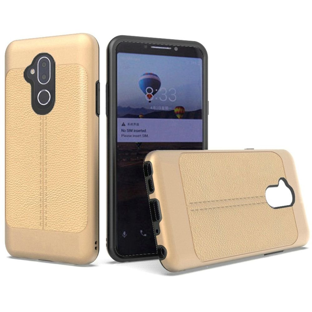 Alcatel 7 (2018) Phone Case Leather Design Hybrid - Gold