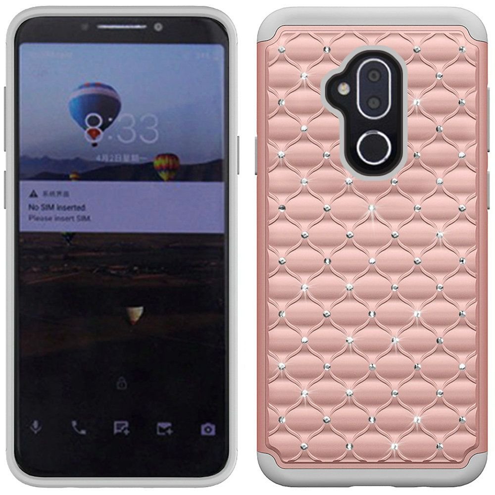 Alcatel 7 (2018) Phone Case Studded Rhinestone Crystal Bling Diamond ...