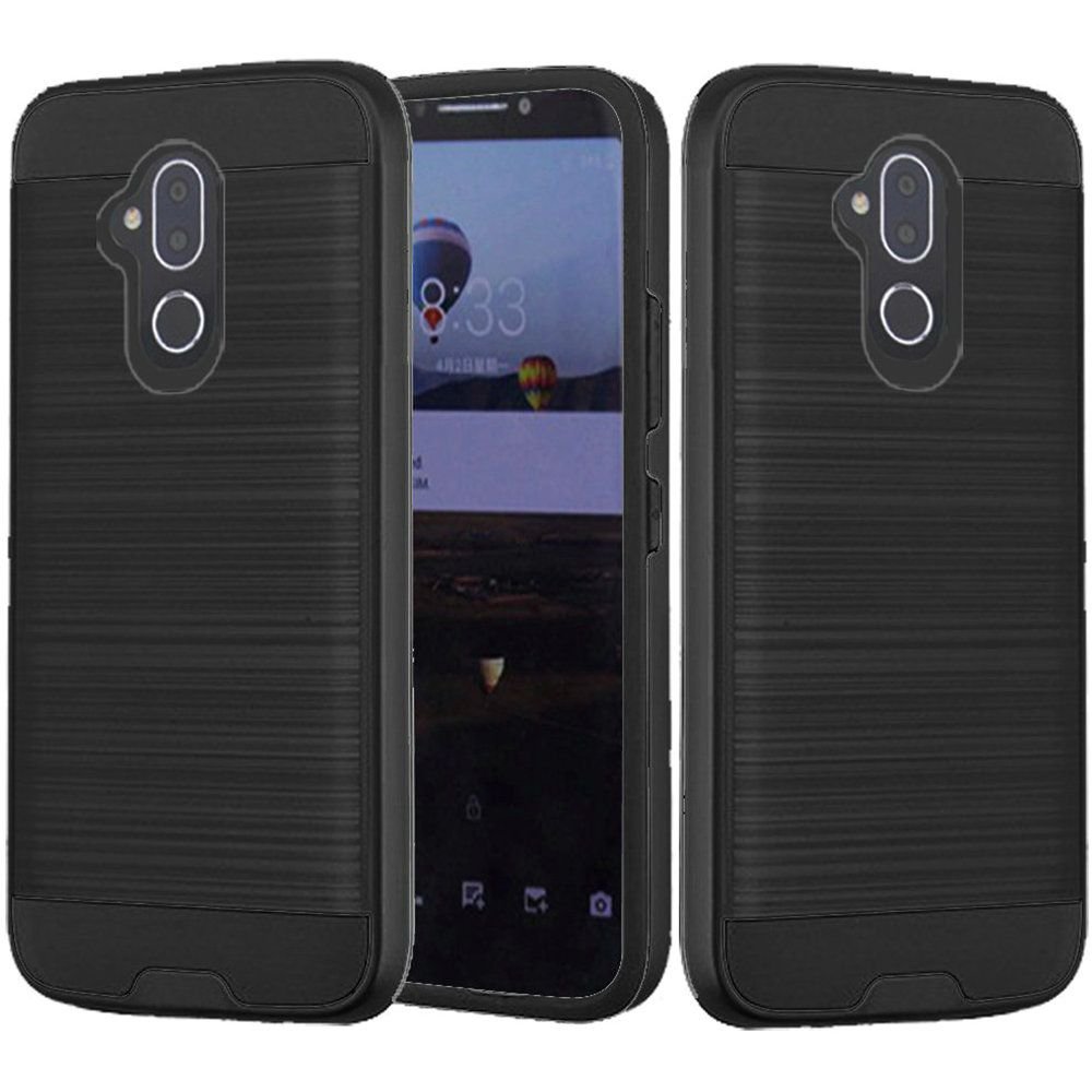 Alcatel 7 Folio Phone Case Simplistic Metallic Brushed Hybrid - Black