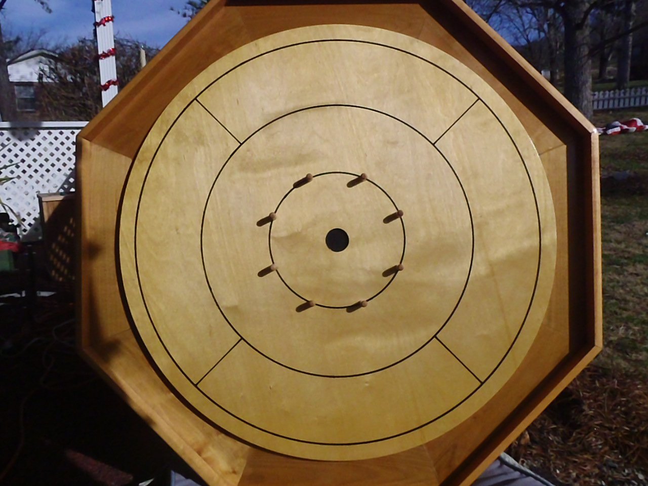 CUSTOM MADE MAPLE CROKINOLE FAMILY BOARD GAME #149