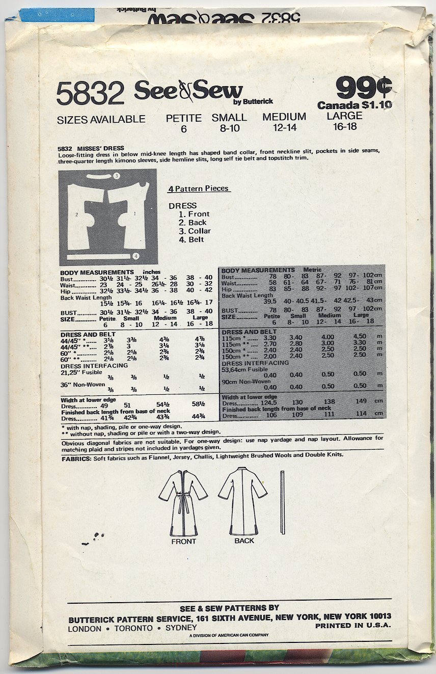 See & Sew 5832 Dress - - Easy Sewing Pattern Misses' 12 14 - Medium ...