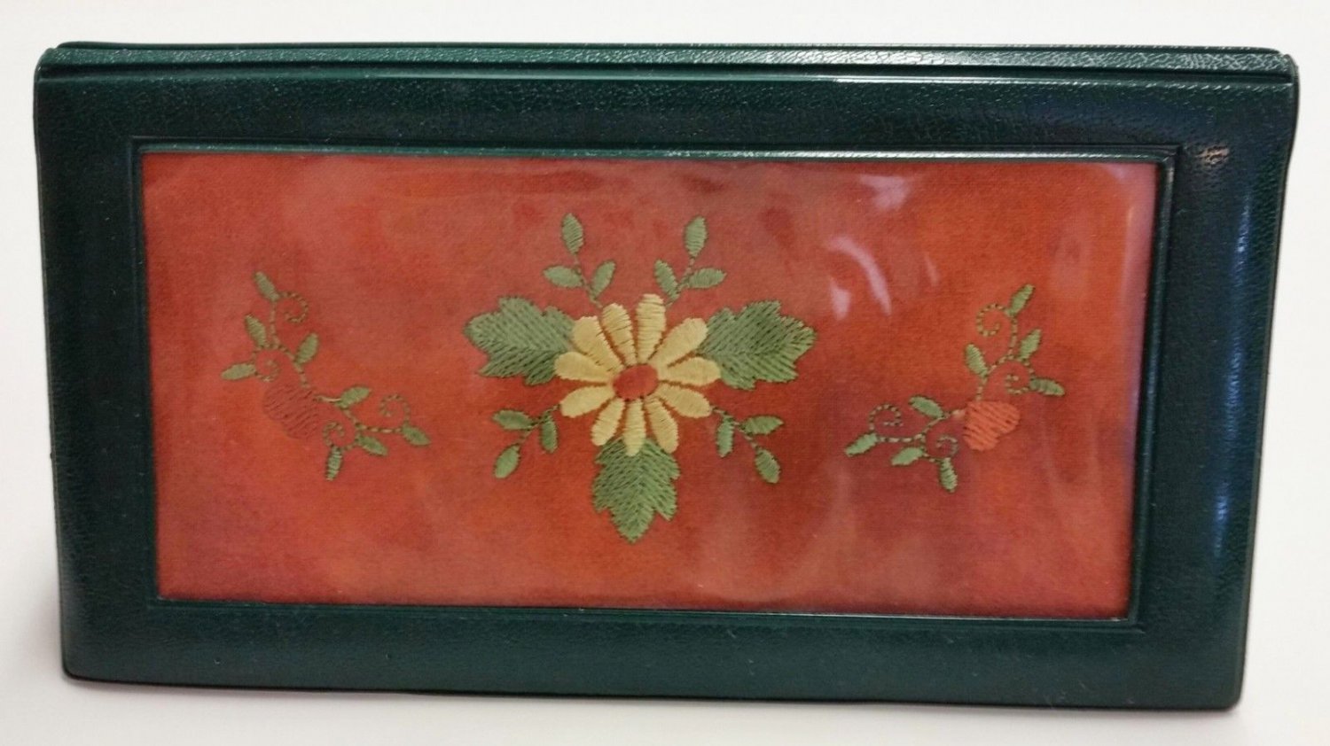 Orange Flower Embroidered Checkbook Cover Address Book w/ Note Pad CR91