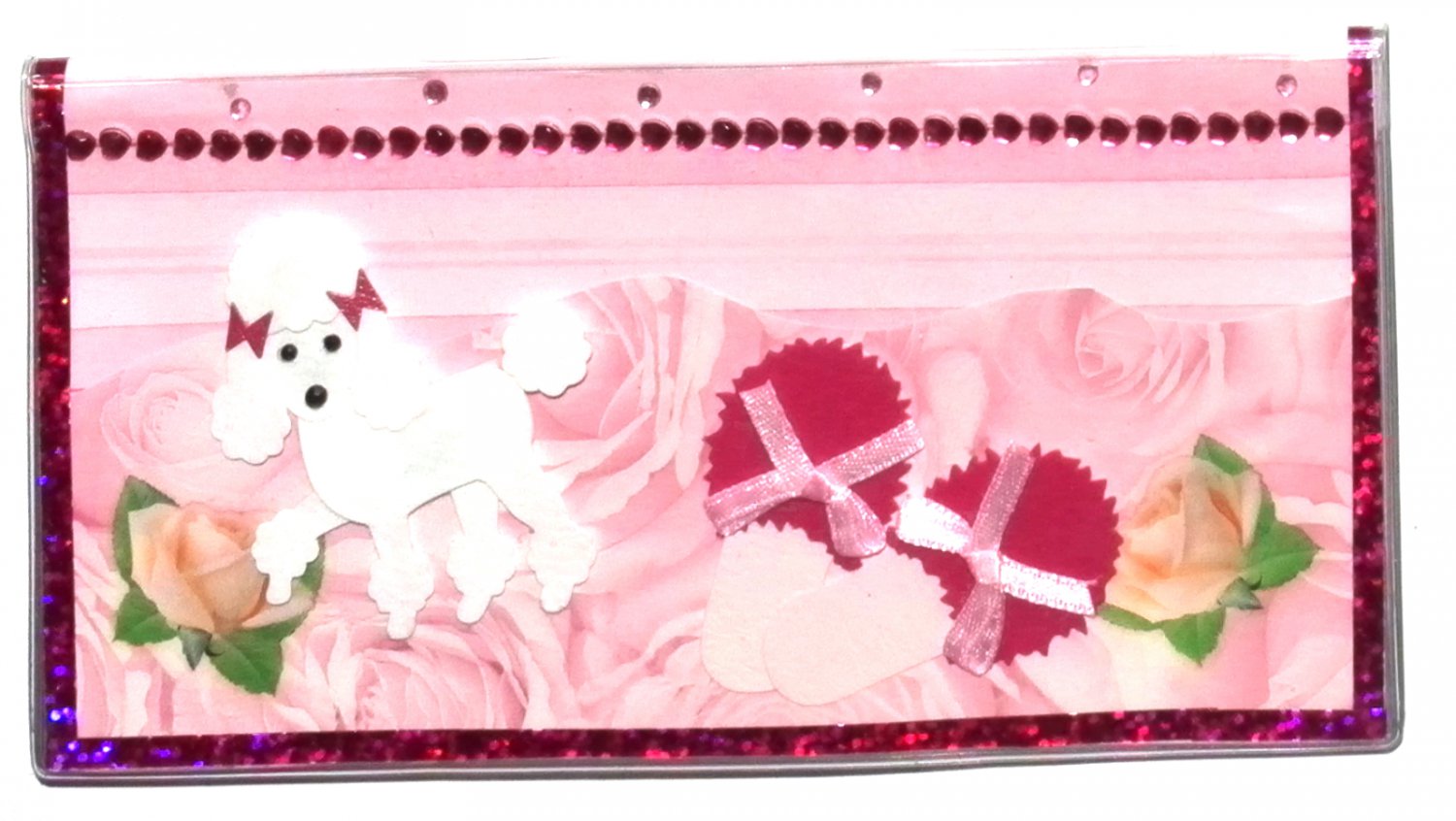 Pink Poodle heart dogs Checkbook Cover w/ Transaction Register cr209