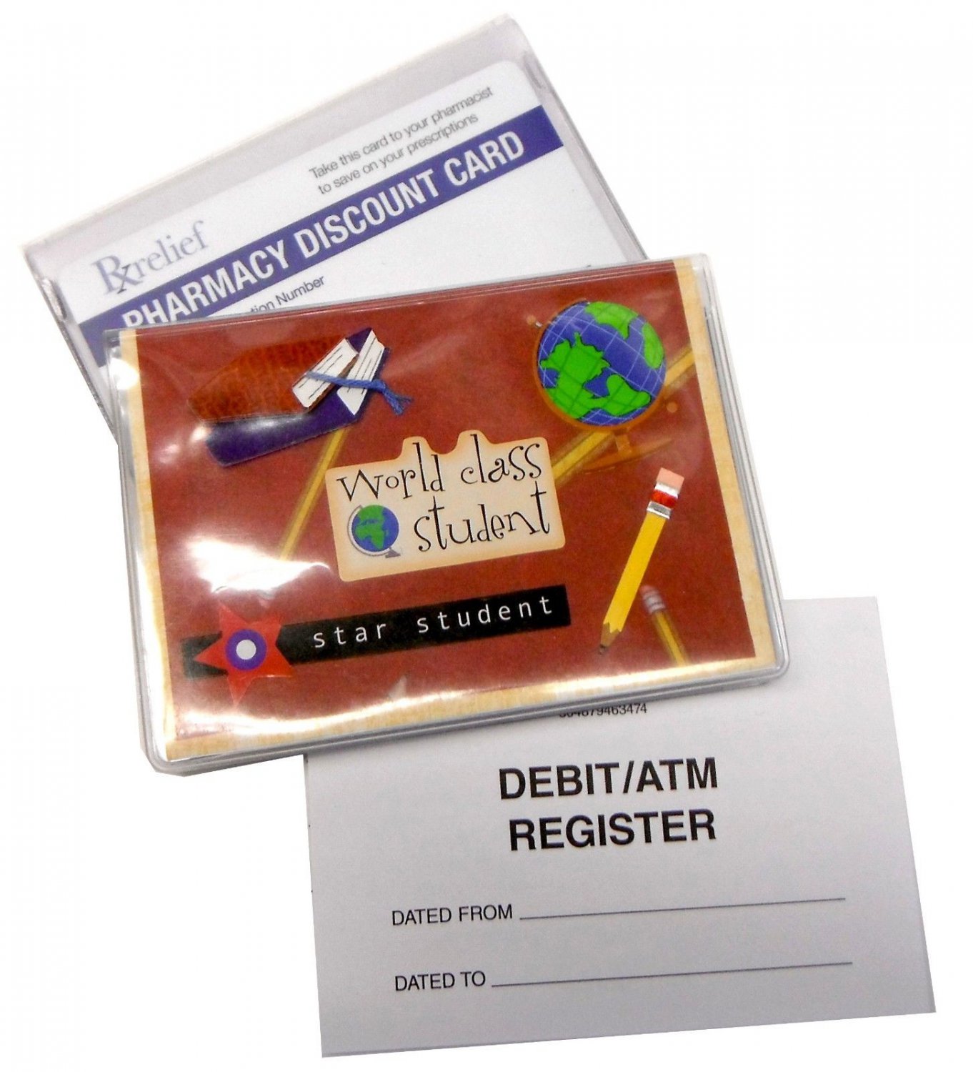 WORLD CLASS STUDENT Debit Card Holder w/ Debit Register & Photo Insert DR12