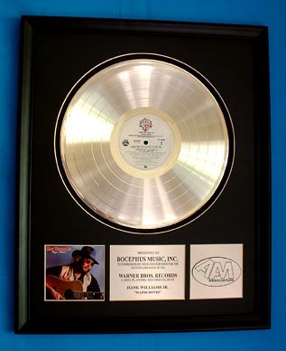 HANK WILLIAMS JR. PLATINUM RECORD AWARD "MAJOR MOVES"