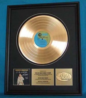 DONNY OSMOND GOLD RECORD AWARD