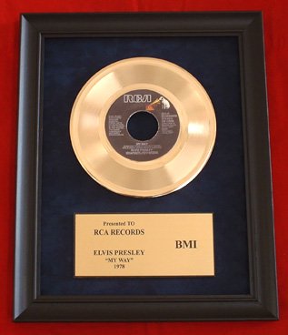 ELVIS PRESLEY VINTAGE GOLD 45 RECORD AWARD "MY WAY"