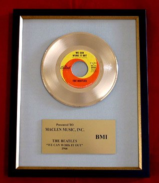 THE BEATLES VINTAGE GOLD 45 RECORD AWARD