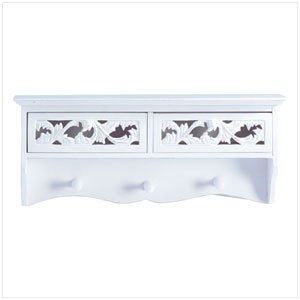 DISTRESSED WHITE WALL STORAGE UNIT