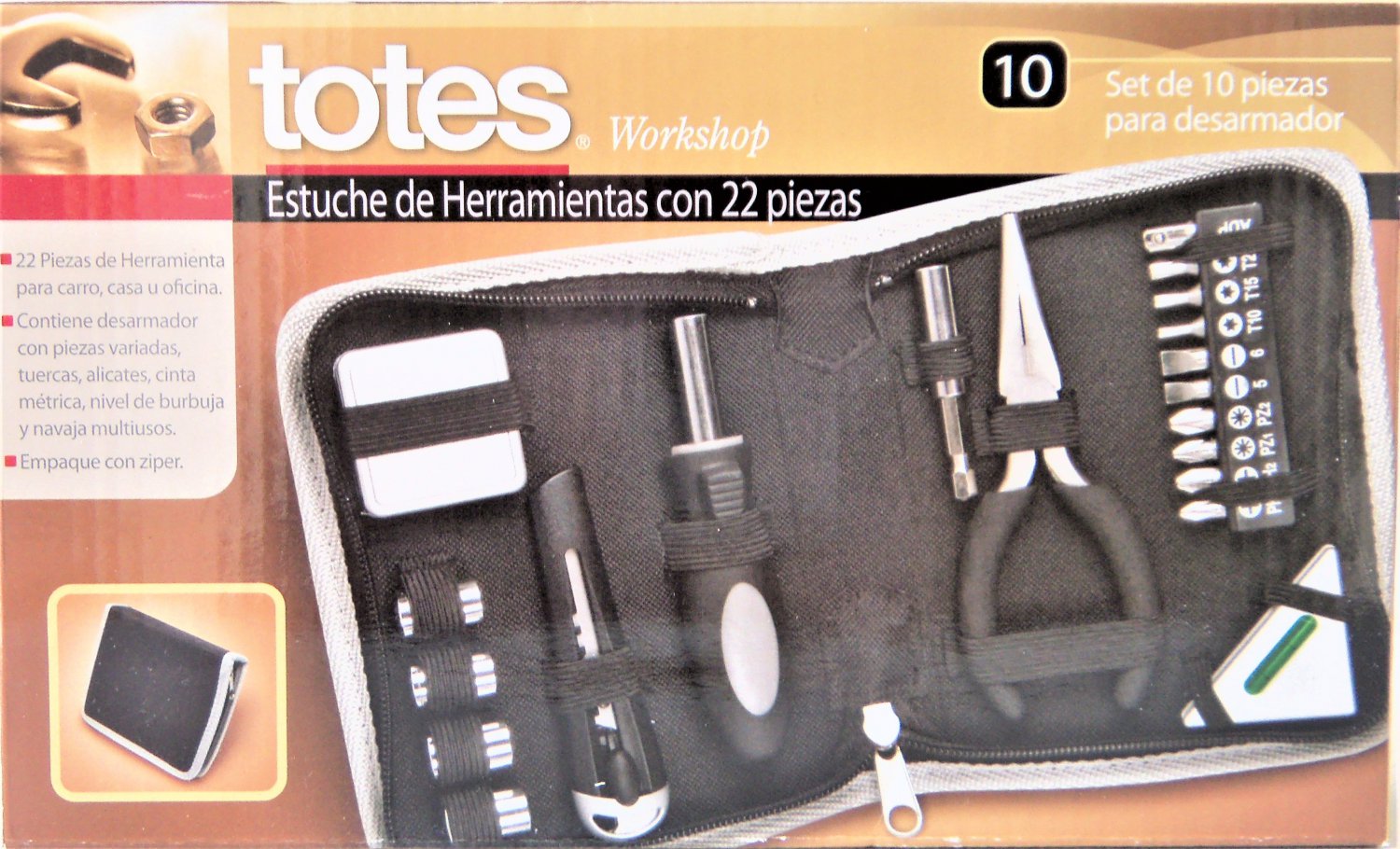 Totes 22 Piece Mini Tool Set in Poly Zip Around Carry Case