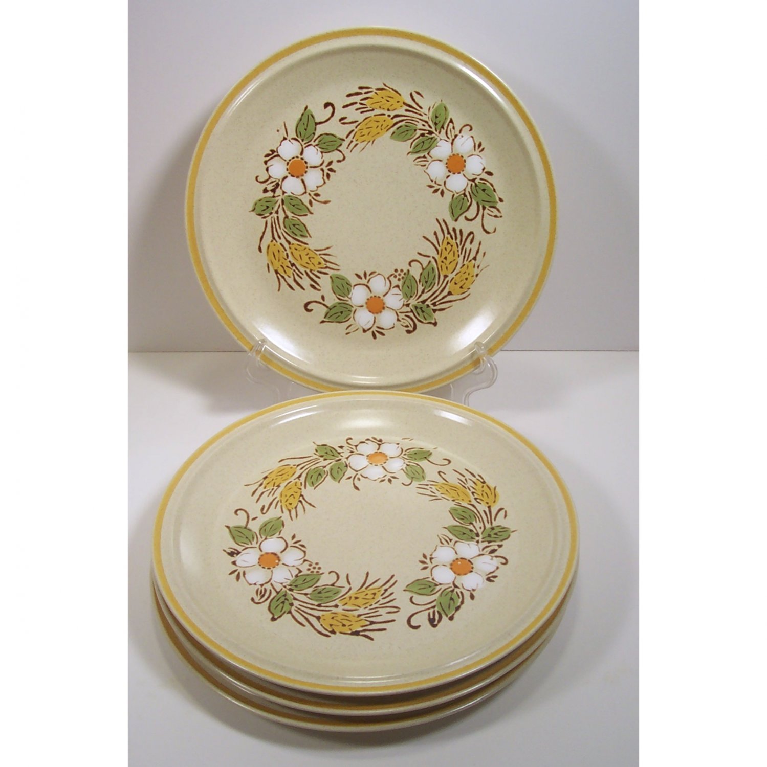 Hearthside Prairie Flowers Set of 4 Dinner Plates Stoneware Made in Japan