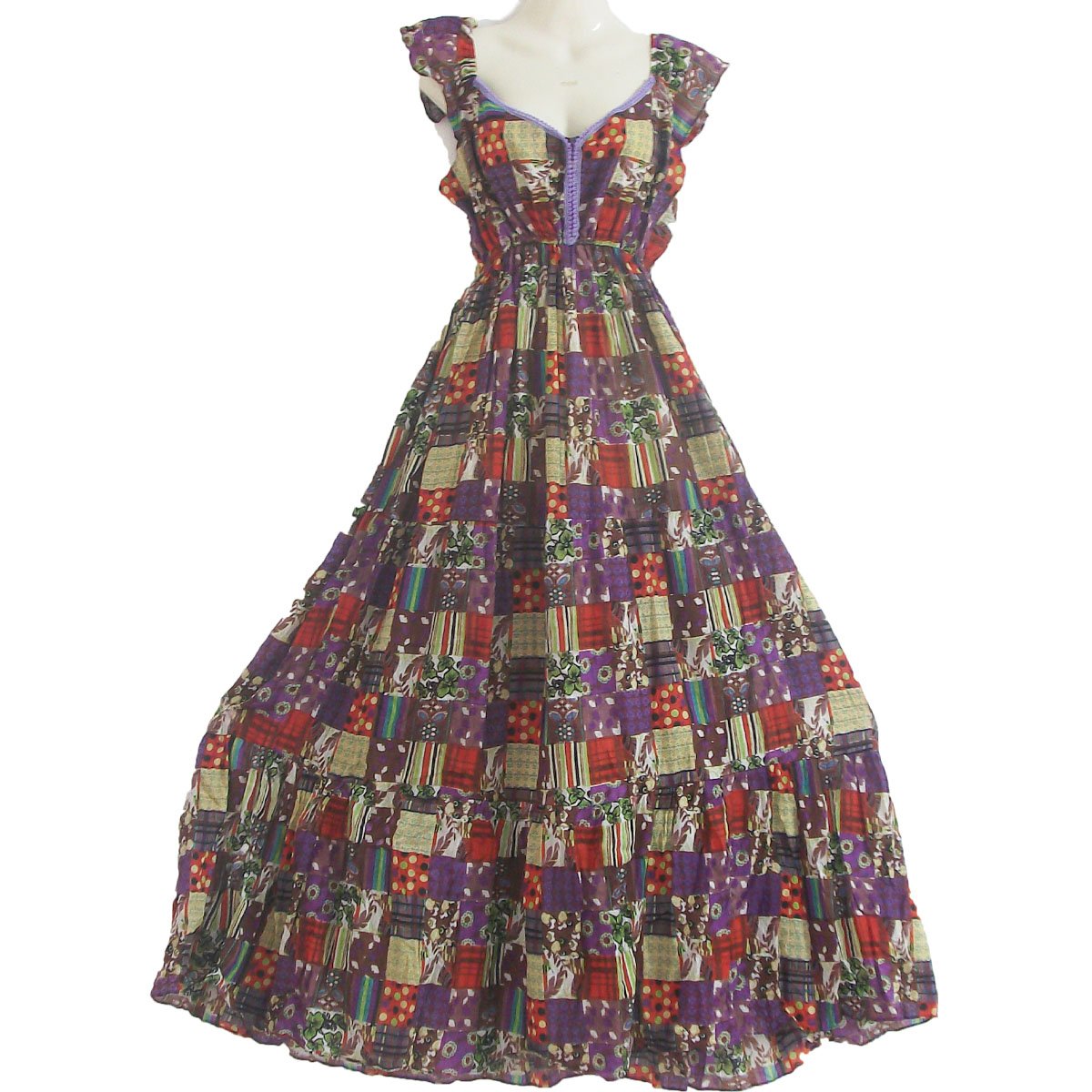 Purple Long Maxi Hippie Gypsy Boho COCKTAIL Dress S M L