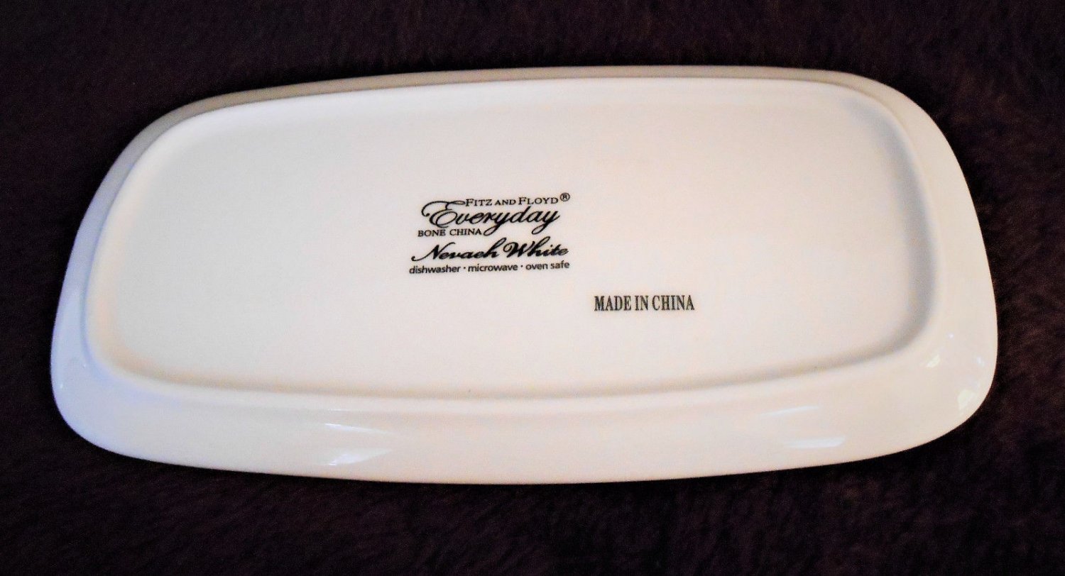 Fitz And Floyd Nevaeh Bone China Covered Butter Dish NO LID Nevaeh White