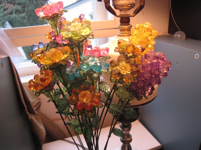 C plastic crystal single flower decorative collectible home garden for ...