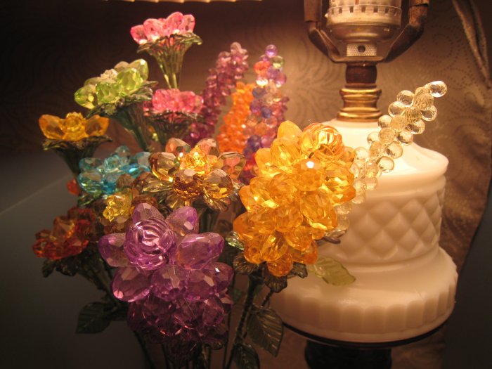 C plastic crystal single flower decorative collectible home garden for ...