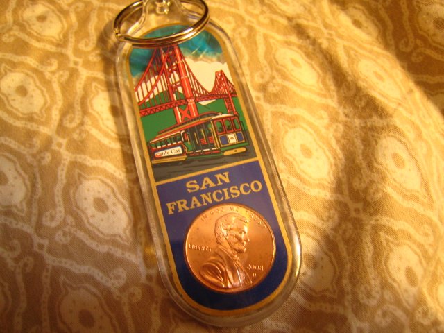 E - LUCKY PENNY SAN FRANCISCO cable car bridge KEYCHAIN SOUVENIR ...
