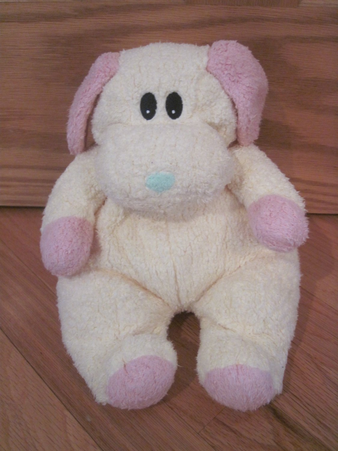 Ty Baby DogBaby Yellow Pink Chenille Puppy Dog Rattle Plush Lovey Toy