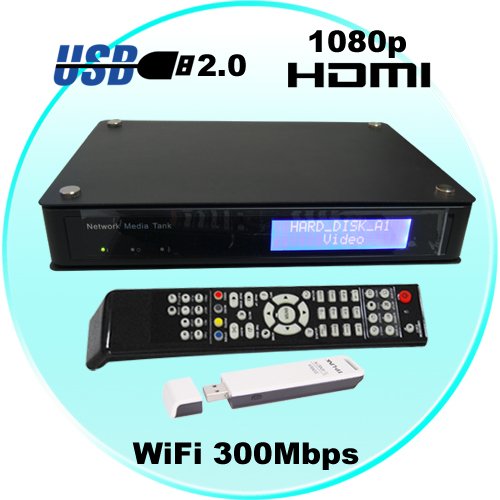 1080P 243.00$ HD Media Tank - Media Network SATA HDD Enclosure with WiFi