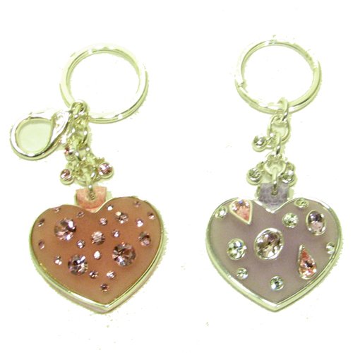 Swarovski Crystal Heart Compact Mirror Leather Key Chain Key Chain ...