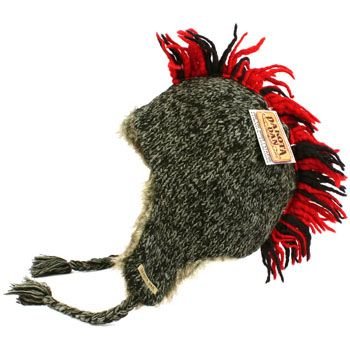 Winter Mohawk Knit Fringe Faux Fake Fur Fleece Lined Trapper Ski Cap ...