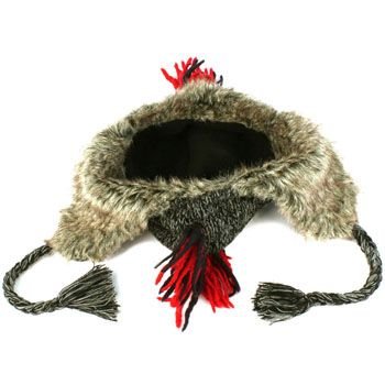 Winter Mohawk Knit Fringe Faux Fake Fur Fleece Lined Trapper Ski Cap ...