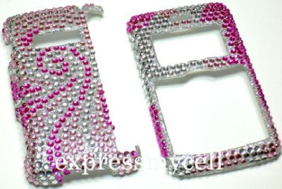 BLING Case Cover for LG KEYBO 2 ENV3 env 3 ~ DIAMOND PINK SWIVEL BLING ...