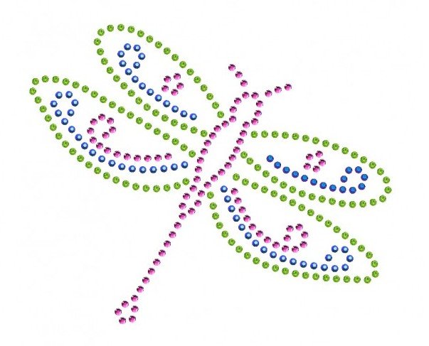 Dragonfly design rhinestone motif