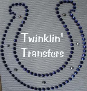 Rhinestone Iron On Transfer FOOTBALL HORSESHOE COLTS