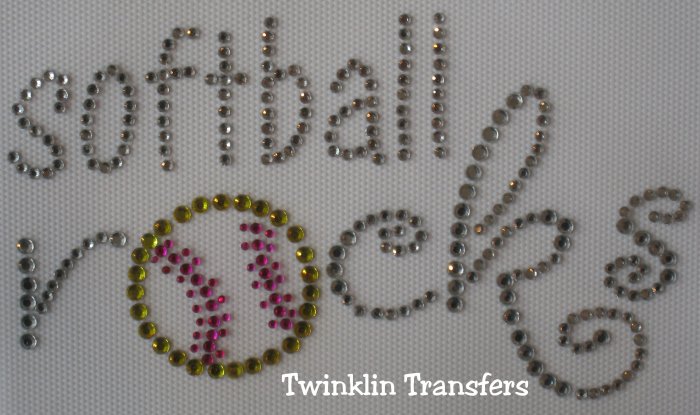 Rhinestone Iron On Transfer SOFTBALL ROCKS