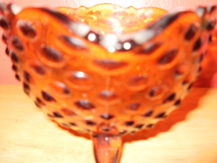 Cut Glass Brown Triangle Shaped Candy dish