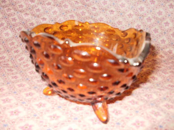 Cut Glass Brown Triangle Shaped Candy dish