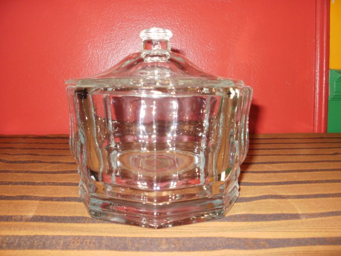 Cut Glass Octagon Shaped Candy Dish with Lid
