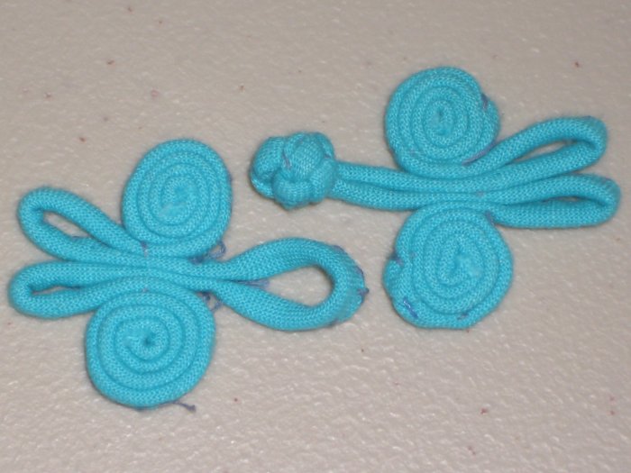 Lot of 5 Blue Chinese Knot Buttons Frogs Asian Closures Sewing Craft