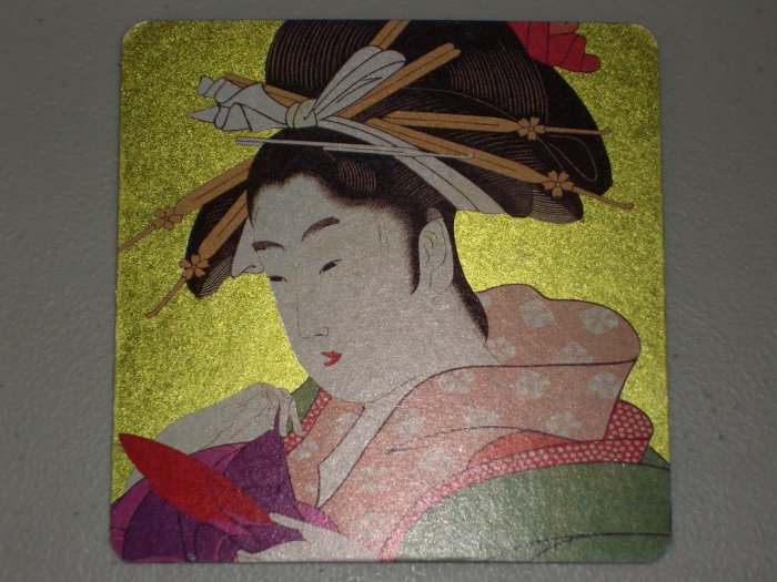 Gold Japanese Shikishi Paperboard Coasters Set of 7 Collectible Vintage ...