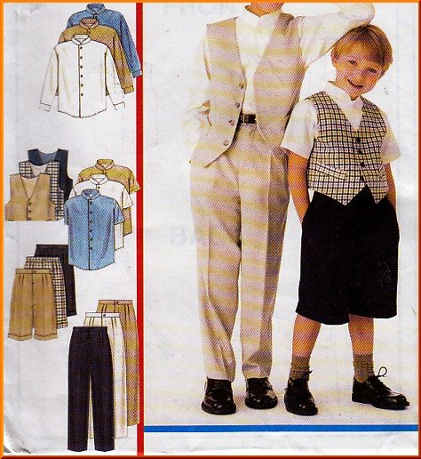 Boy's Preppy Shirt Vest Outfit Size 3-5 McCall's Sewing Pattern 2639 ...