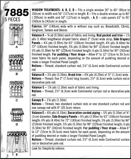 Home Dec Window Treatments Simplicity Sewing Pattern 7885 Gathers ...