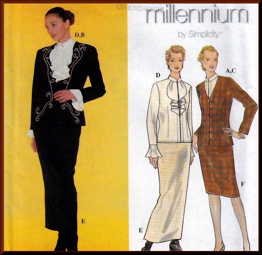 Elegant Skirt Suit and Blouse Size 4-10 Uncut Simplicity 8847 Cascading ...