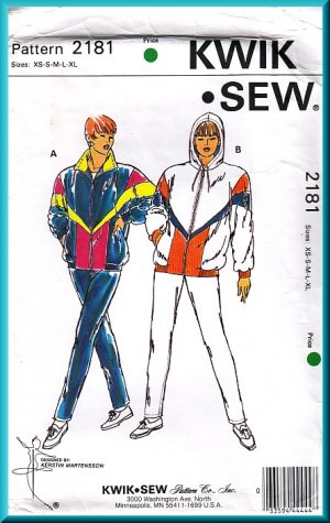 Retro 90s Wind Suits Women's Sportswear All Sizes Uncut Kwik Sew 2181 ...